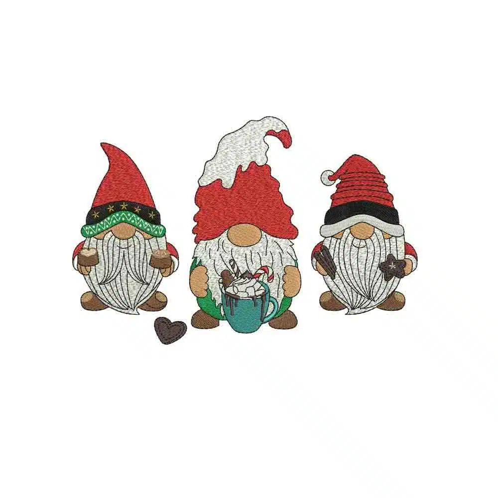 Hot Chocolate Gnome Trio – Christmas Gnome Machine Embroidery Design ...