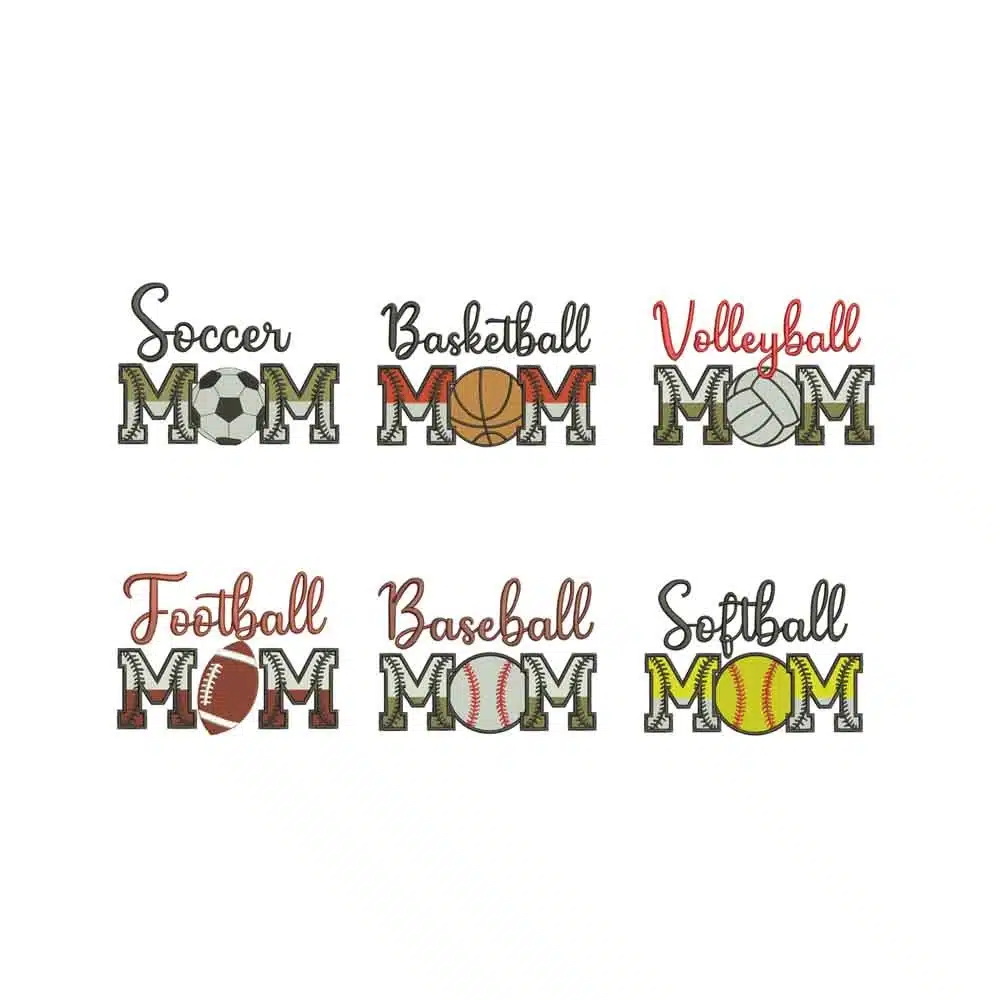 Sports Mom Embroidery Bundle – 6 Sport Ball Designs for Machine ...