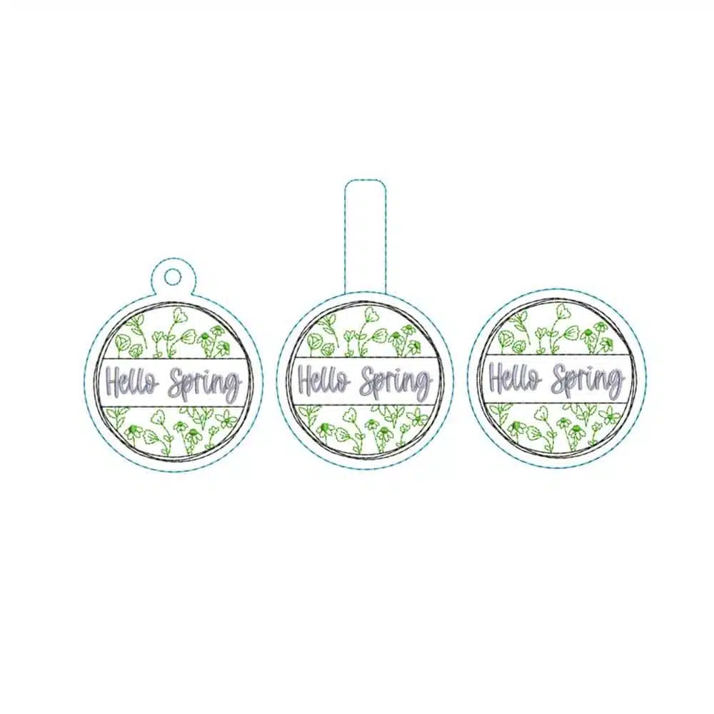 Hello Spring Key Fob Embroidery Design | Spring Embroidery ...
